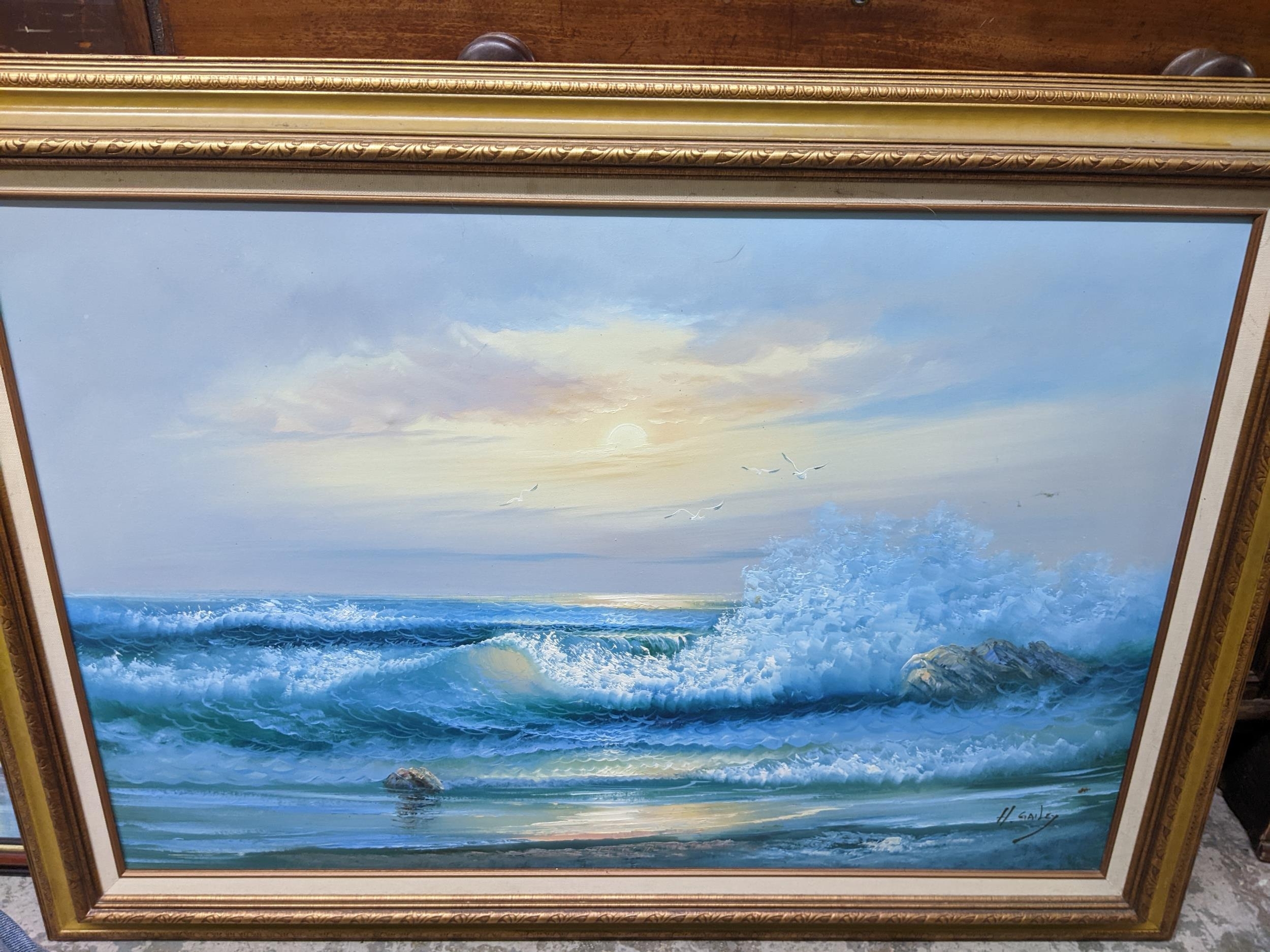 H. Gailey | H Gailey sunset lit seascape | MutualArt
