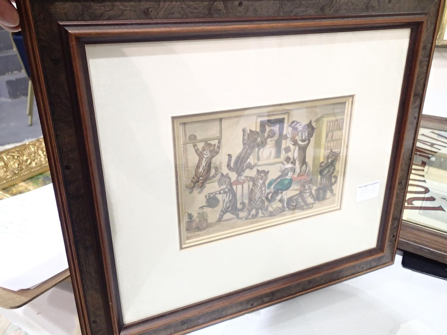 Louis Wain | Framed Louis Wain print of cats in the library x cm ...