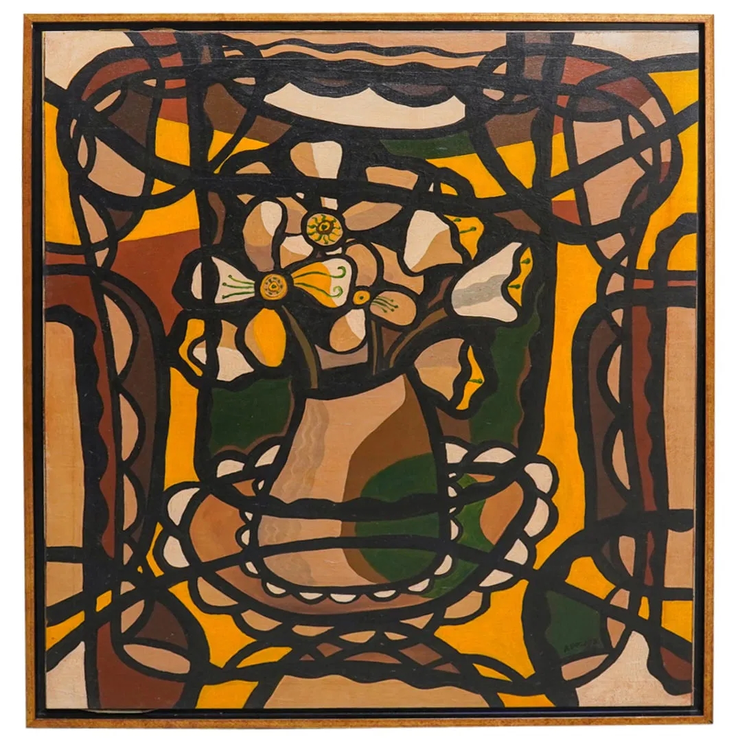 Amelia Peláez | Still life in earthy tones of a vase of flowers (1956 ...