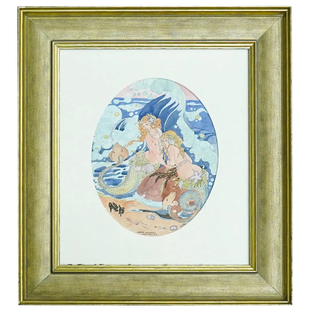 Gerda Wegener | Sea shore scene, with a pair of mermaids, contemplating ...