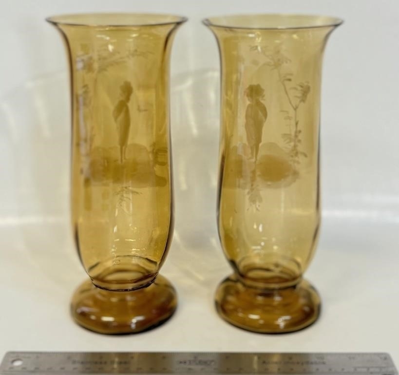 Mary Gregory | STUNNING VICTORIAN MARY GREGORY LARGE VASES | MutualArt