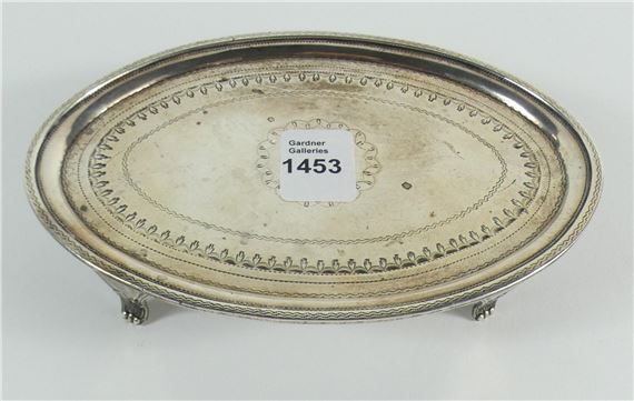 Unknown | Oval footed calling card tray with elegant engraved ...