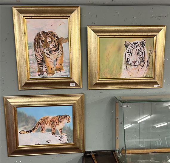 Don Styler | 3 oil on board paintings of big cats by Don Styler | MutualArt