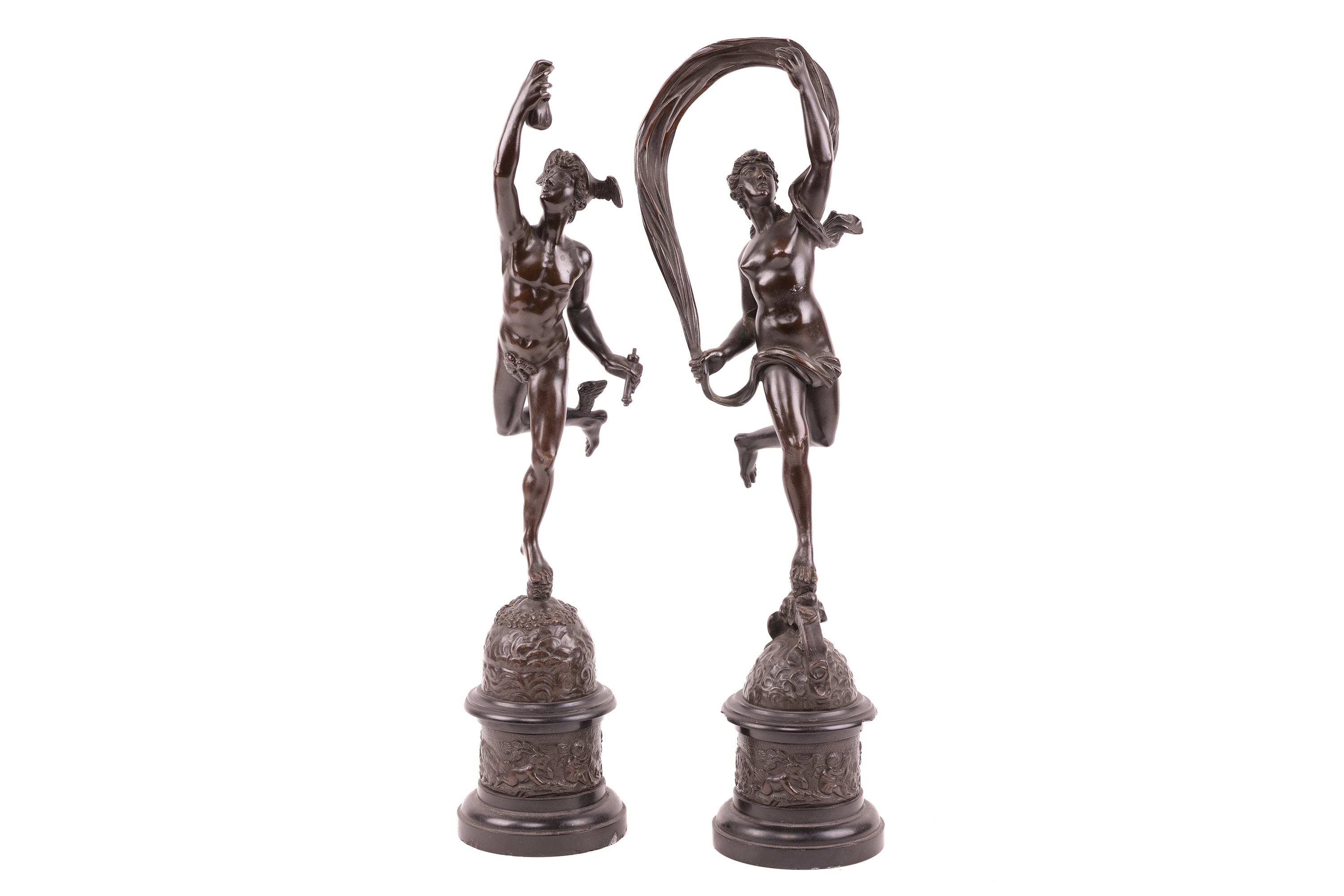 Giambologna | a pair of late grand tour-patinated bronze figures of ...