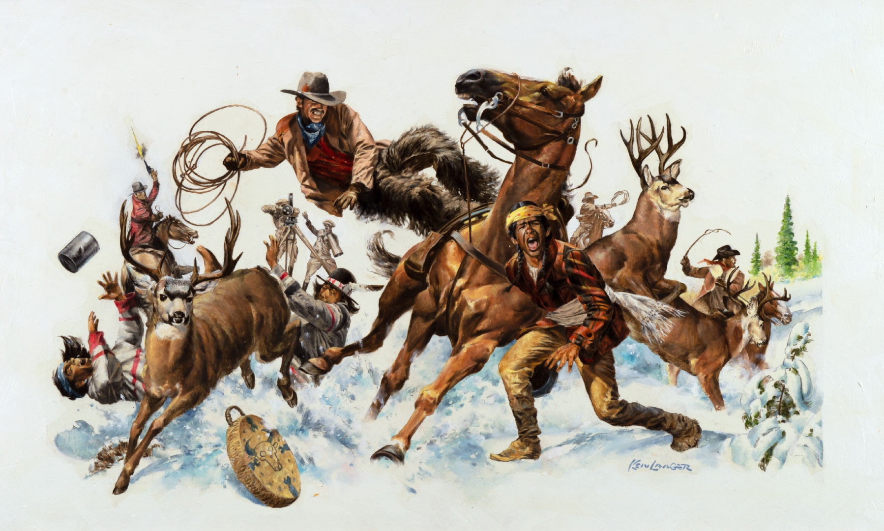 Ken Laager | Ken Laager (1953-), The Craziest Deer Drive | MutualArt