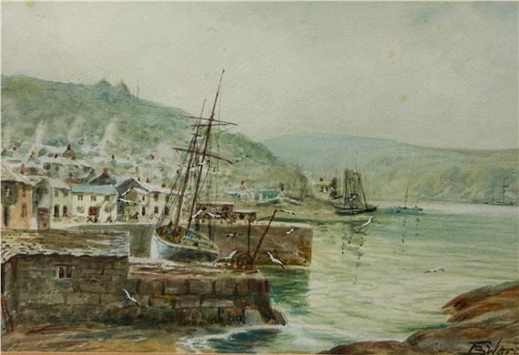 B. Ward | A WATERCOLOUR PAINTING ON PAPER DEPICTING A CORNISH COASTLINE ...