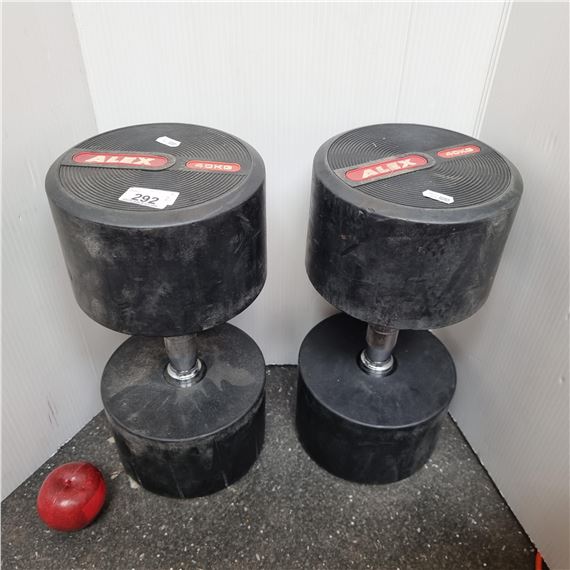 Alex Brand | Two heavy Alex brand dumbbells with rubber weights and ...