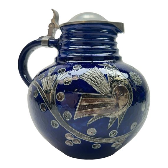 Wim Muhlendyck | saltglaze stoneware jug of globular form with pulled ...