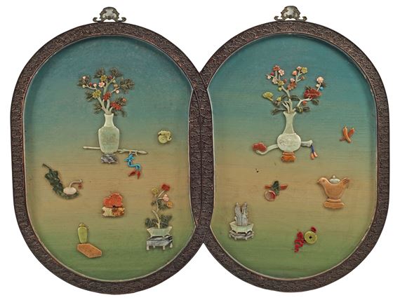 Chinese School | LARGE CHINESE HARDSTONE-INSET PANEL | MutualArt