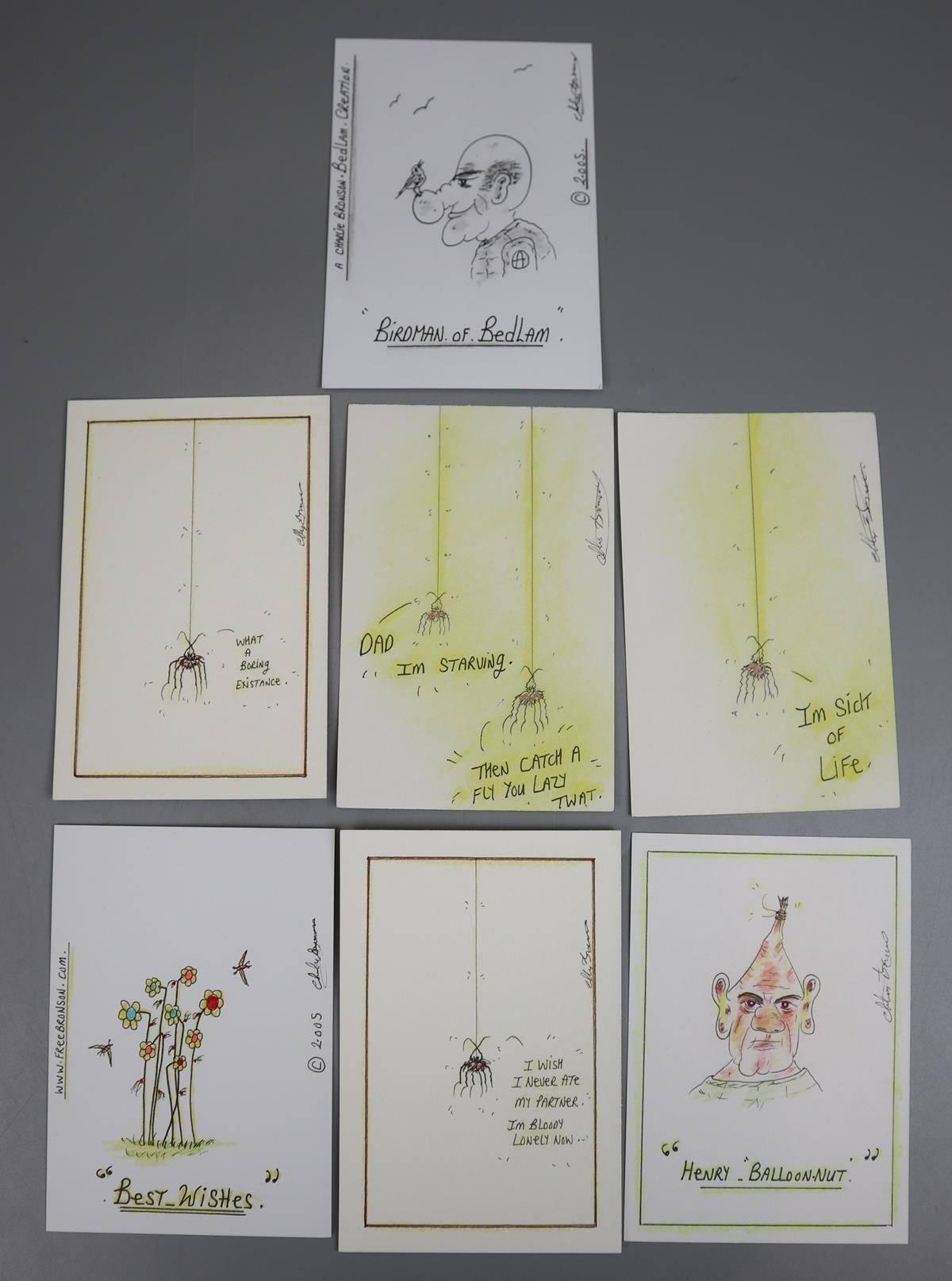 Charles Bronson | 7 Charles Bronson original jail art post cards ...