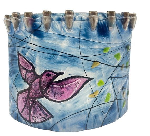 Marc Chagall | MARC CHAGALL Style Art Glass Menorah | MutualArt