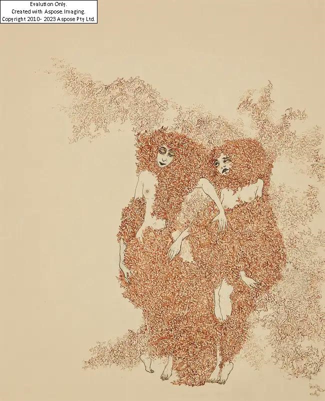Alastair | The Leafy Twins; gouache and ink on paper | MutualArt
