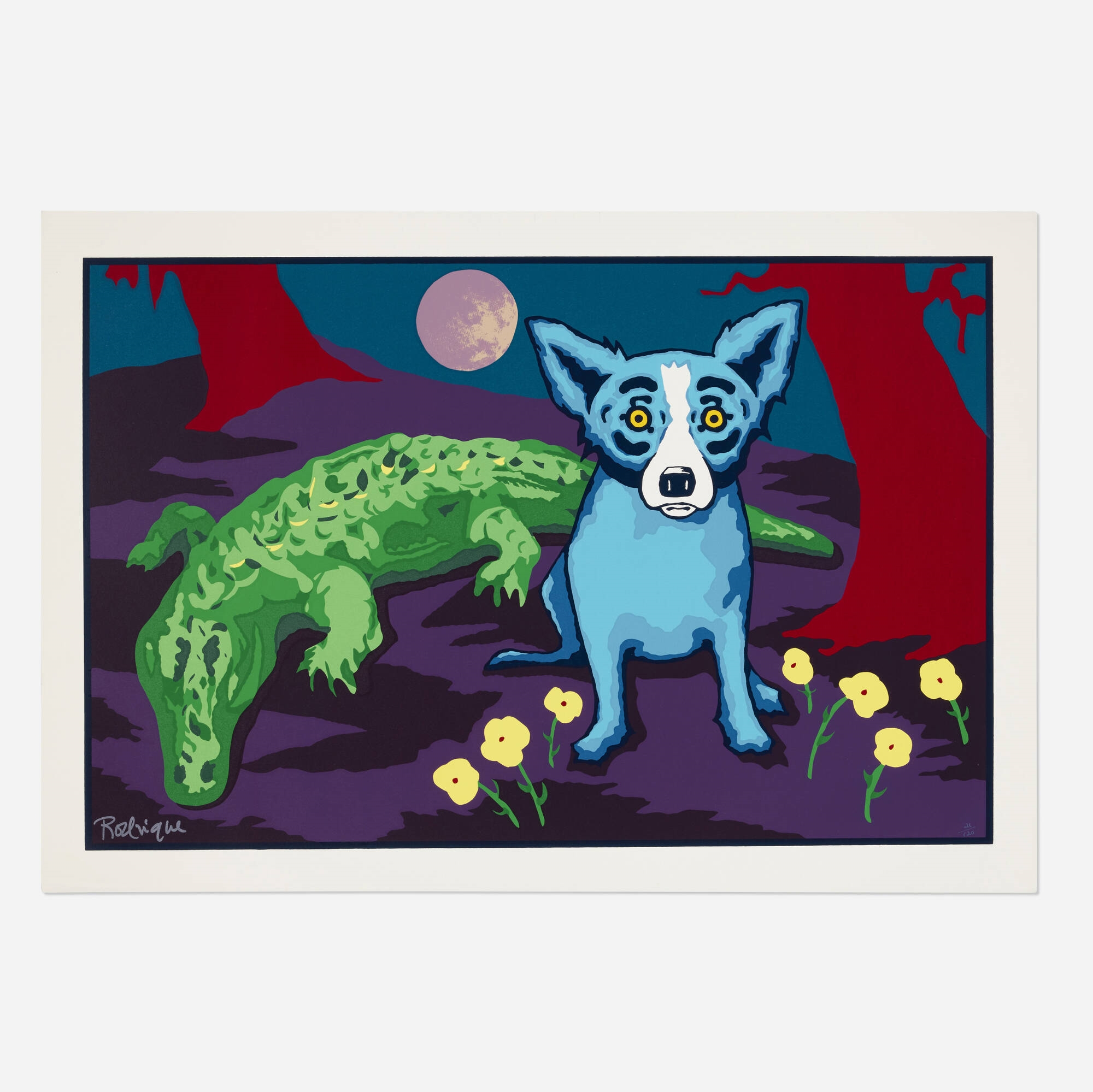 George Rodrigue | Blue Dog; Red Suit | MutualArt