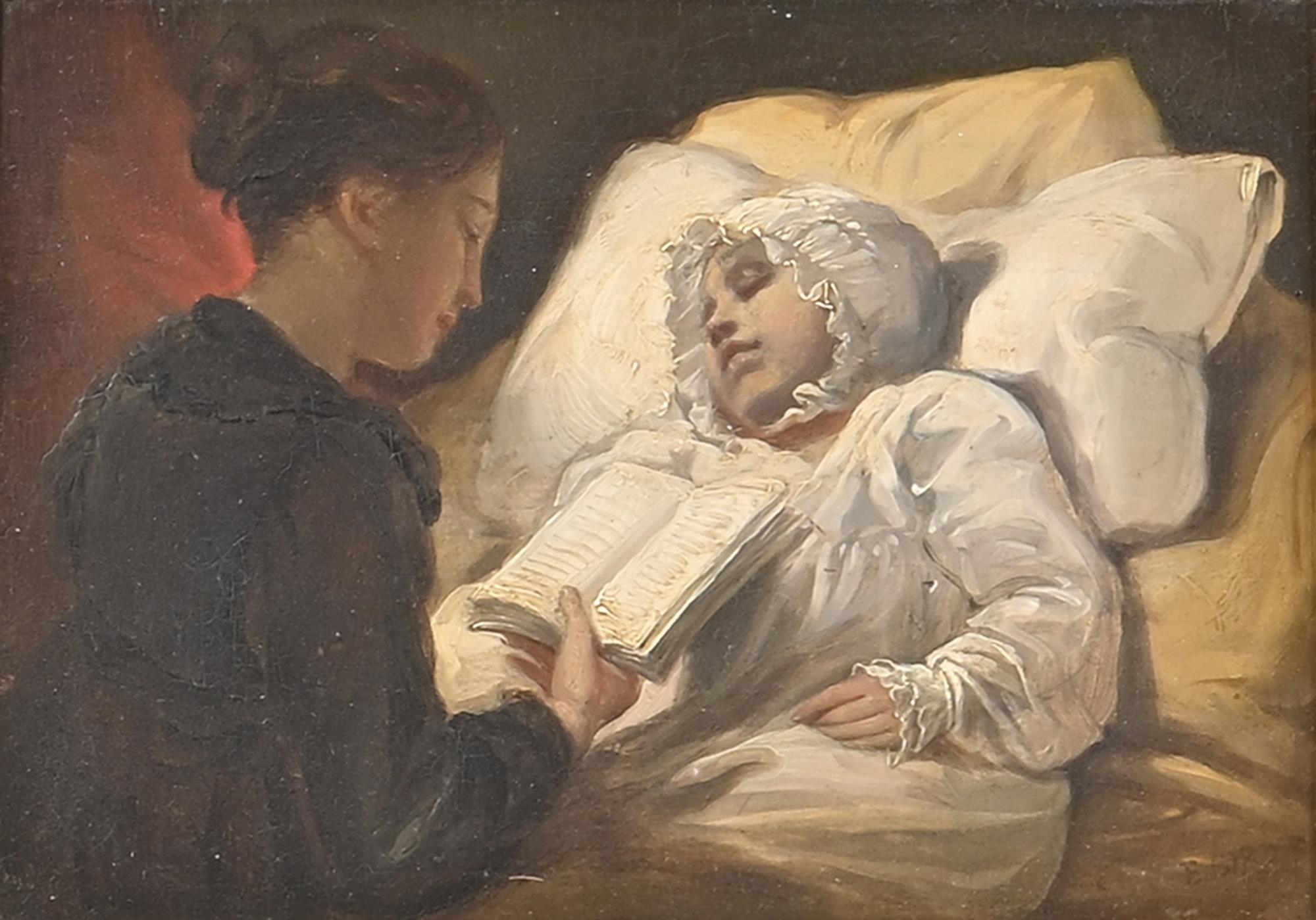Edward Bird | A Mother Reading to a Sleeping Child | MutualArt