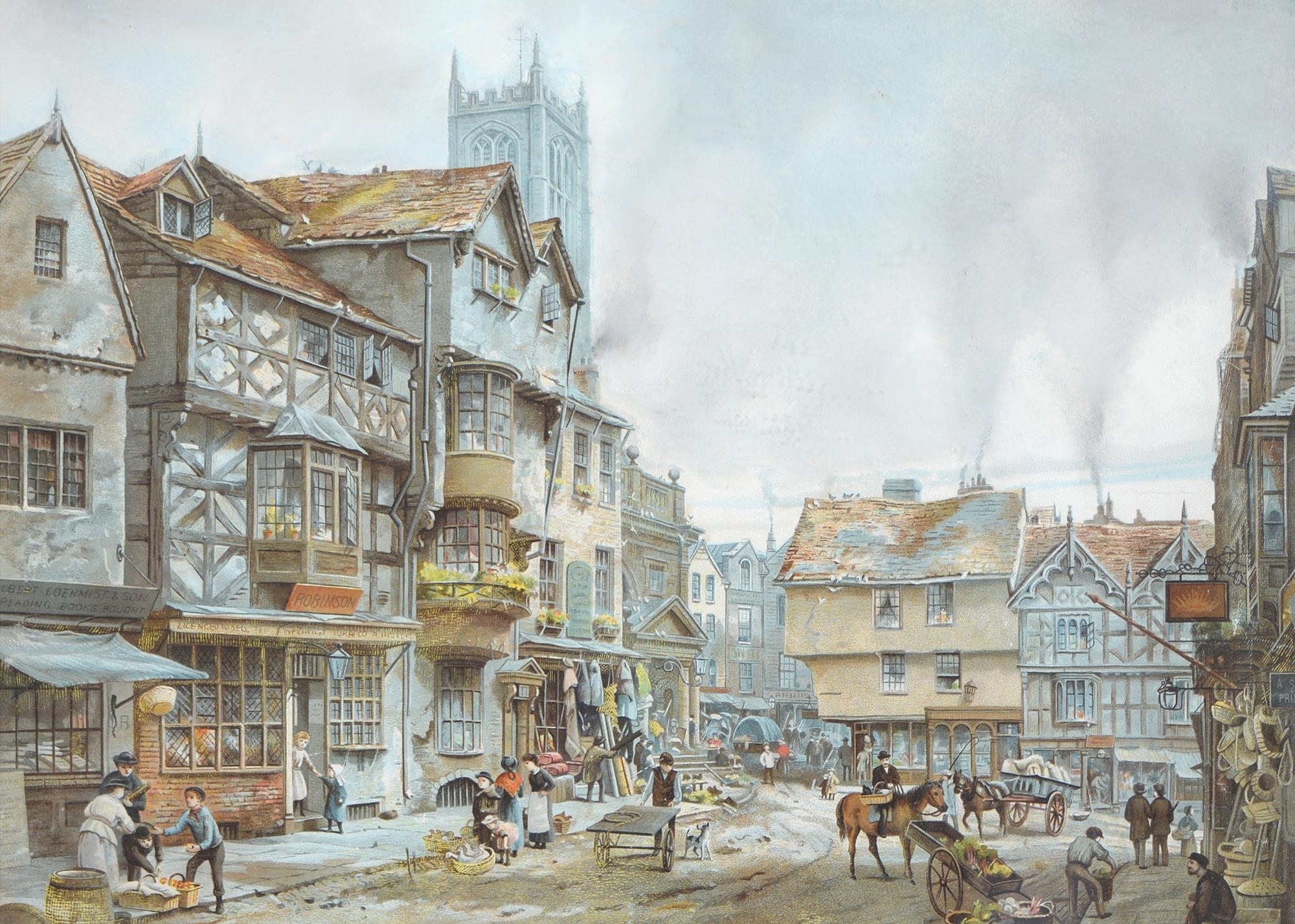 Louise Rayner | A street scene in Chester | MutualArt