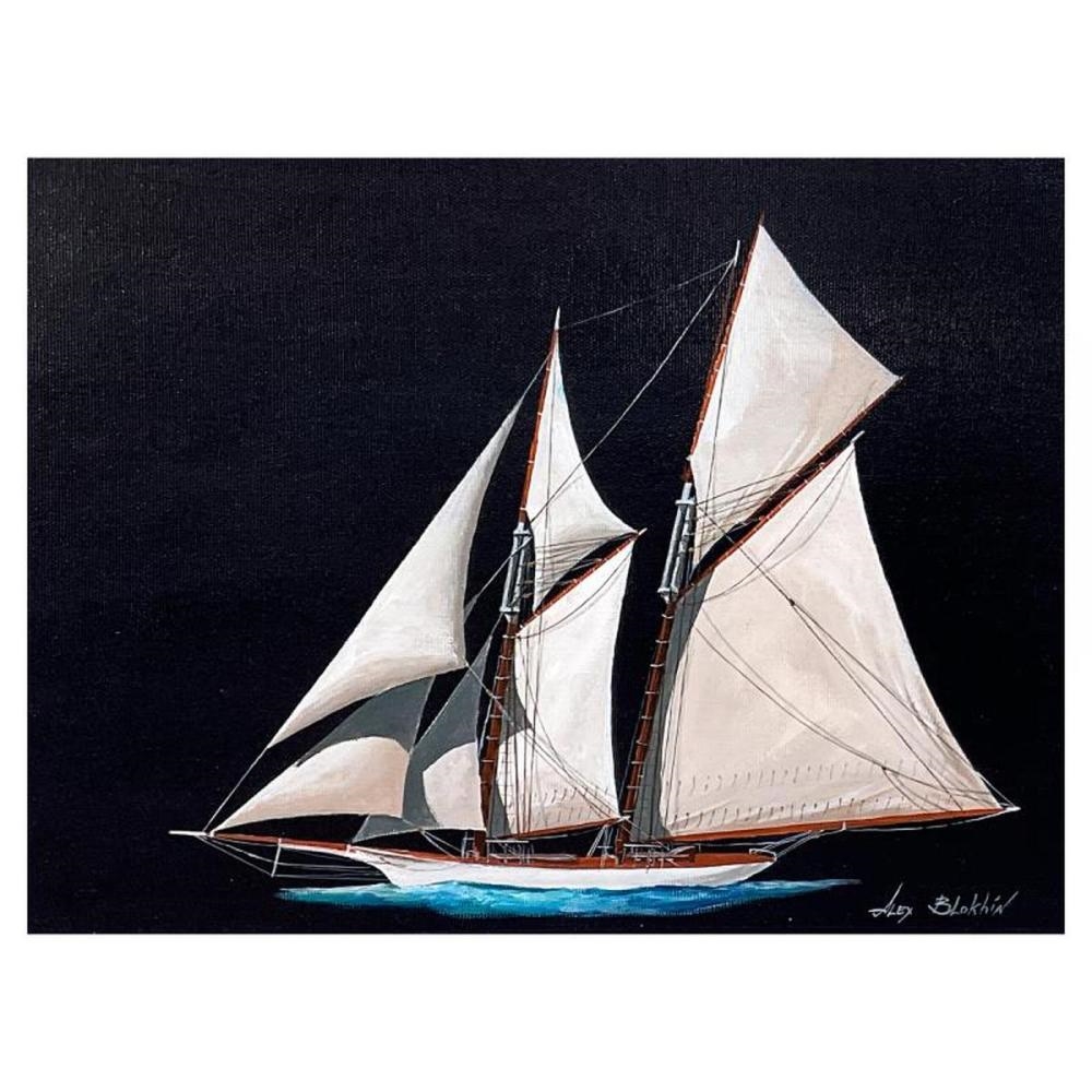 Alex Blokhin | Alex Blokhin, Two Masted Schooner Original Painting on ...
