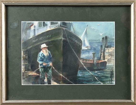 Spencer Crooks | The Maria Mendoza at dock | MutualArt