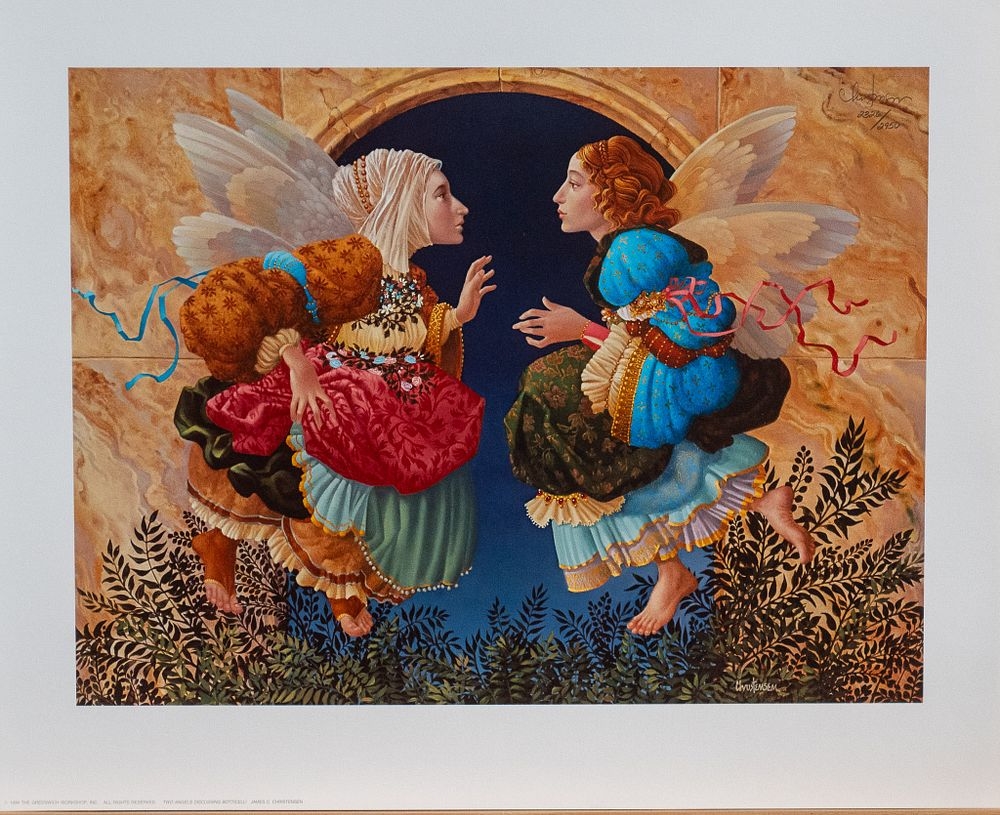 James C. Christensen | TWO ANGELS DISCUSSING BOTTICELLI | MutualArt