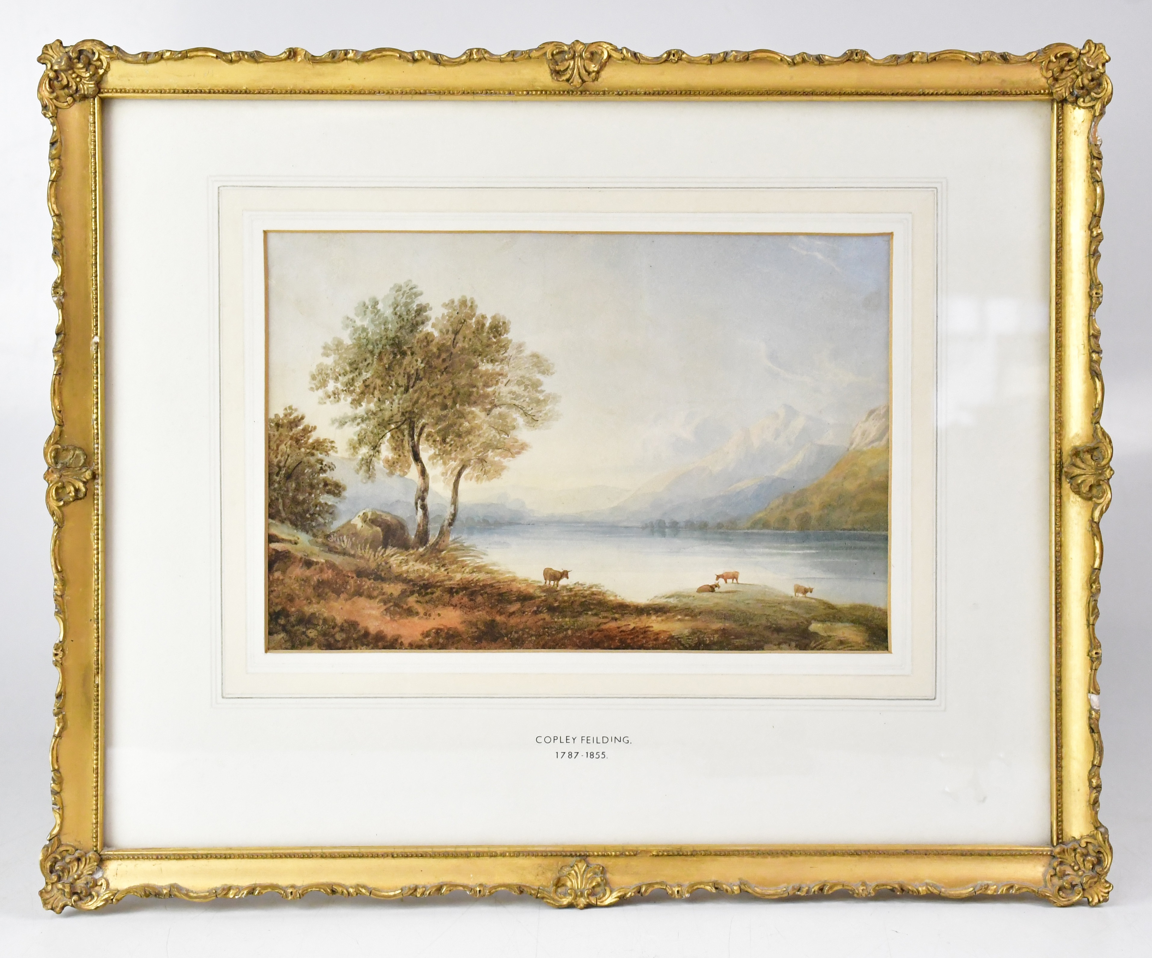 Anthony Vandyke Copley Fielding | cattle grazing by a lake in a ...