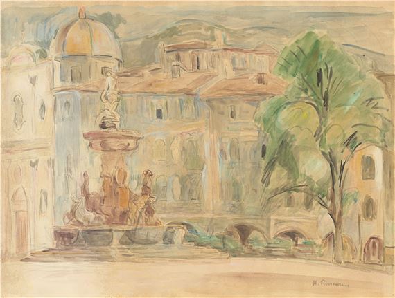 Hans Purrmann | Marktbrunnen in Trient (1933) | MutualArt