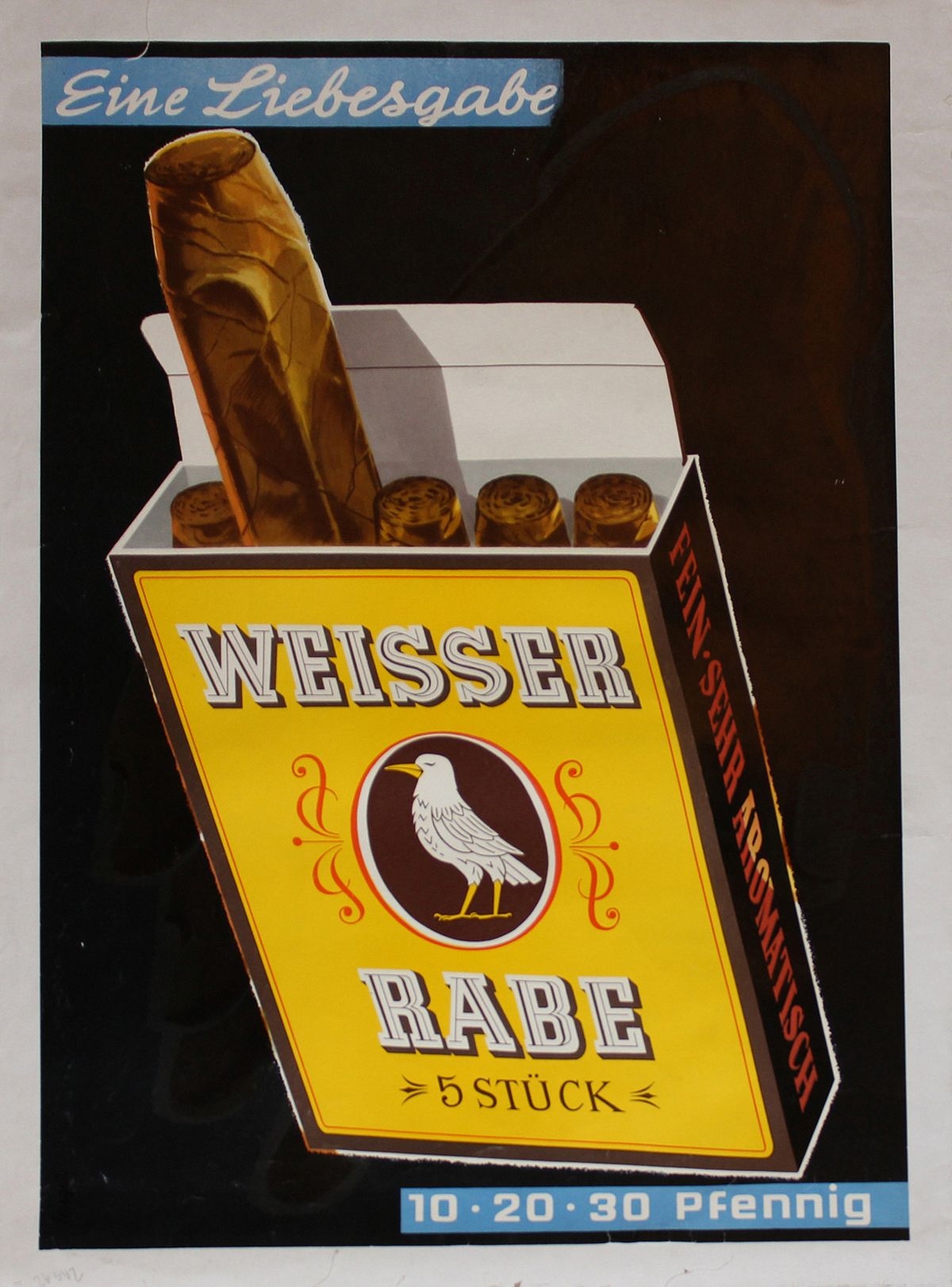 Hugo Laubi | Hugo Laubi, Vintage Weisser Rabe Cigars poster (Circa 1930 ...