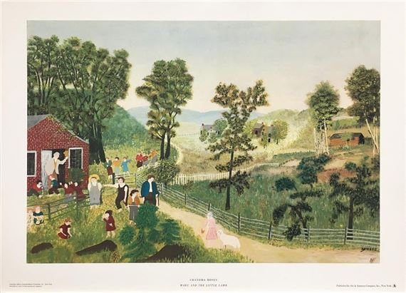 Grandma Moses | Grandma Moses - Mary and the Little Lamb (1948) | MutualArt