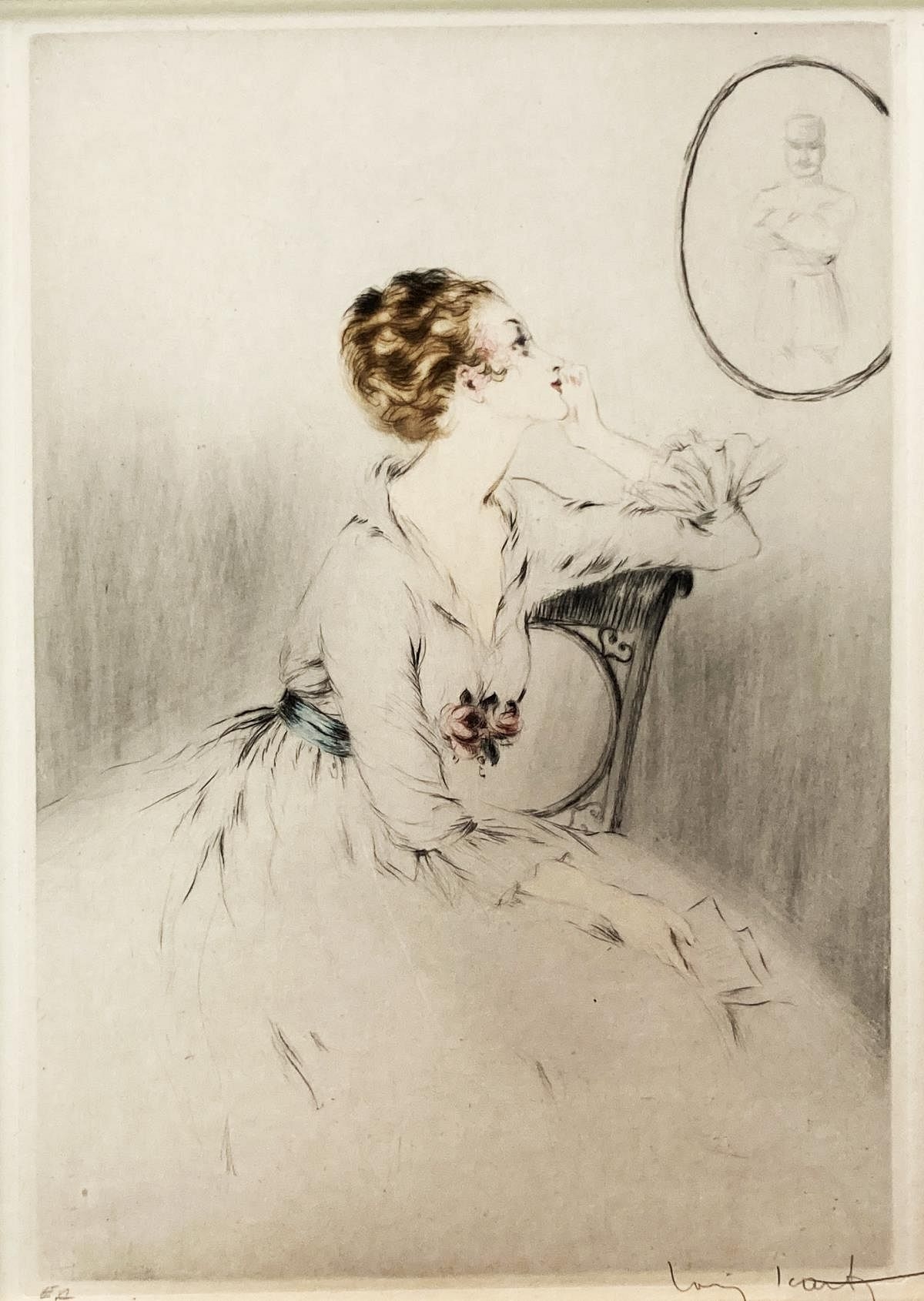 Louis Icart | Louis Icart - Wife Waiting for Her Husband (1917) | MutualArt