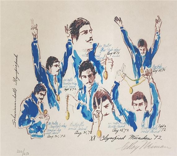 LeRoy Neiman | Leroy Neiman - Mark Spitz with Medals (1972) | MutualArt