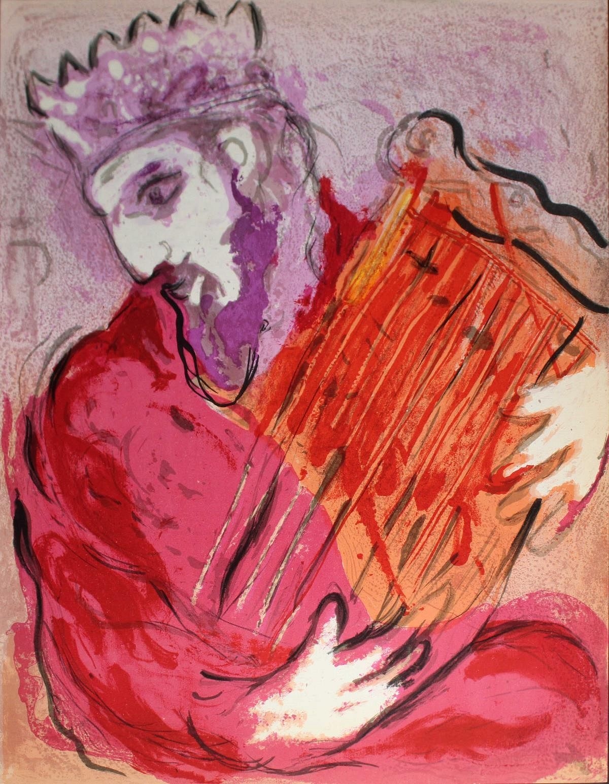Marc Chagall | Marc Chagall - David and His Harp (1956) | MutualArt