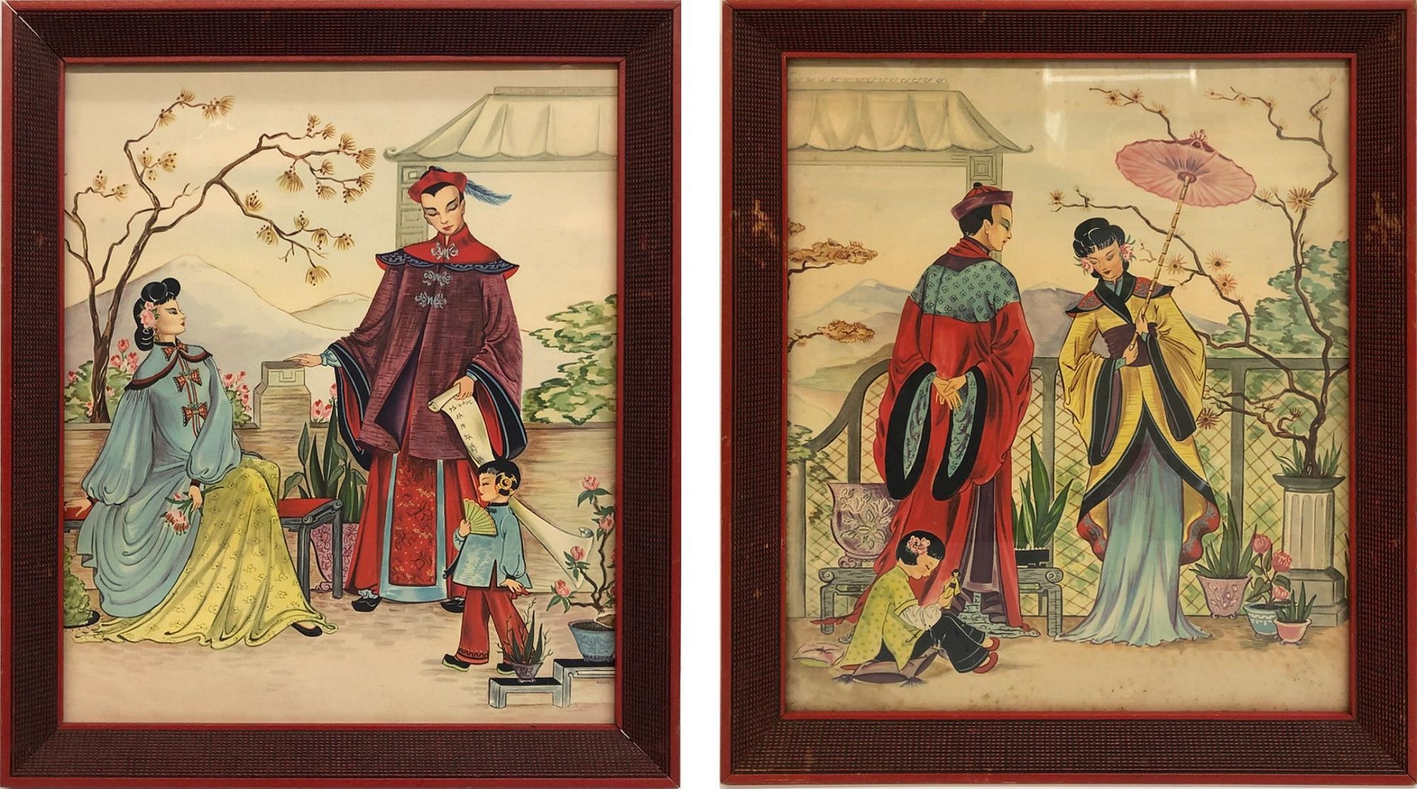 Chinese School | Chinese Print - Pair of Chinese Lithographs in ...