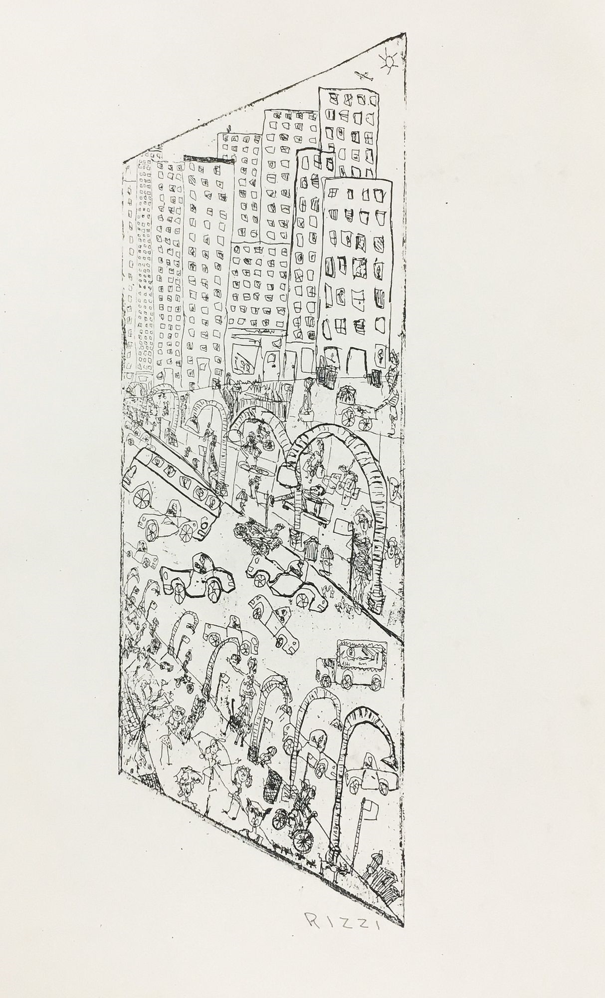 James Rizzi | James Rizzi - Trapezoid Cityscape | MutualArt