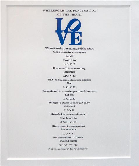 Robert Indiana | Robert Indiana - Love Poem Wherefore the punctuation ...
