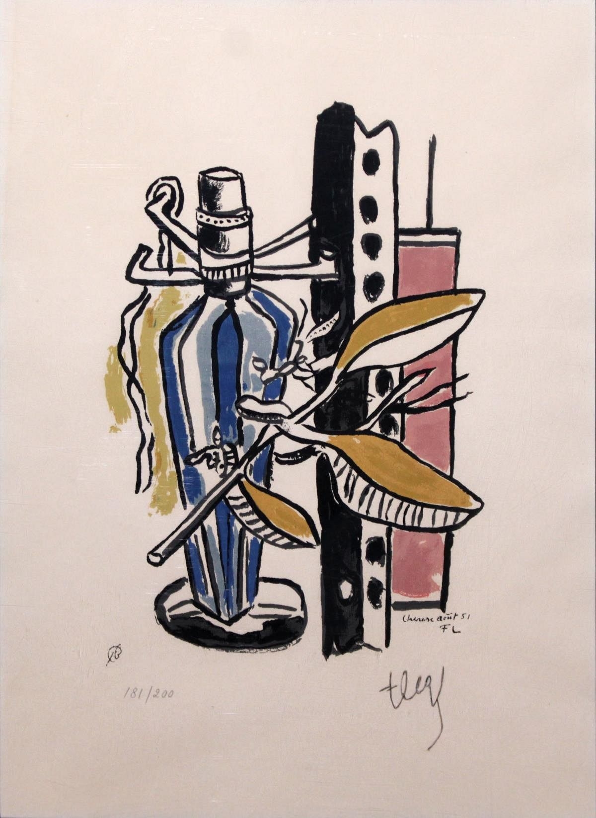 Fernand Léger | Fernand Leger - La Bouteille Blue (1955) | MutualArt