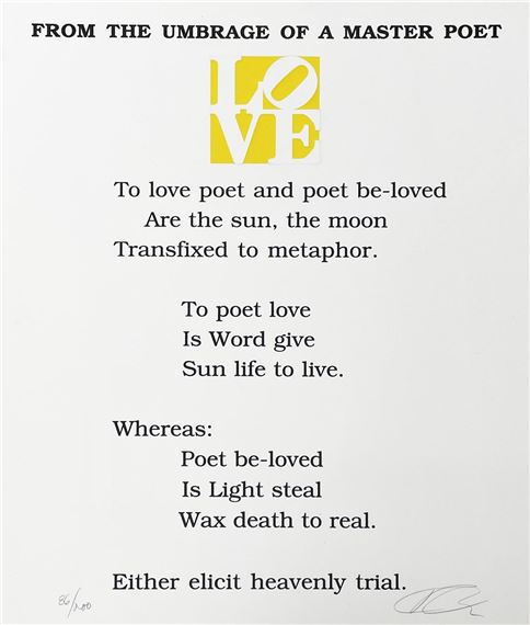 Robert Indiana | Robert Indiana - Love Poem From the Umbrage of a ...