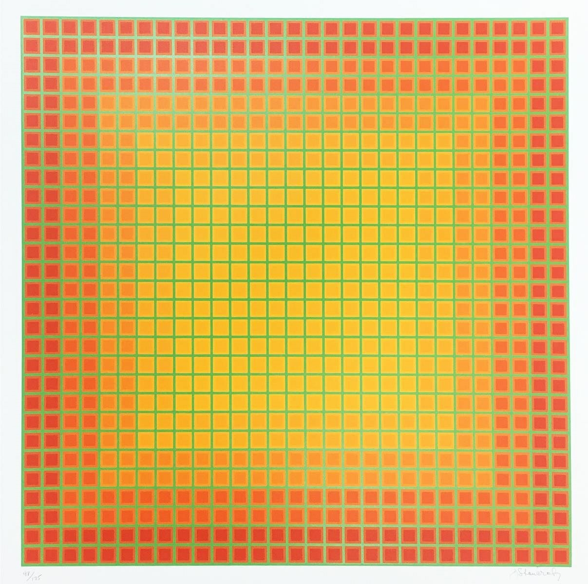 Julian Stanczak | Julian Stanczak - Let It Be Orange (1981) | MutualArt