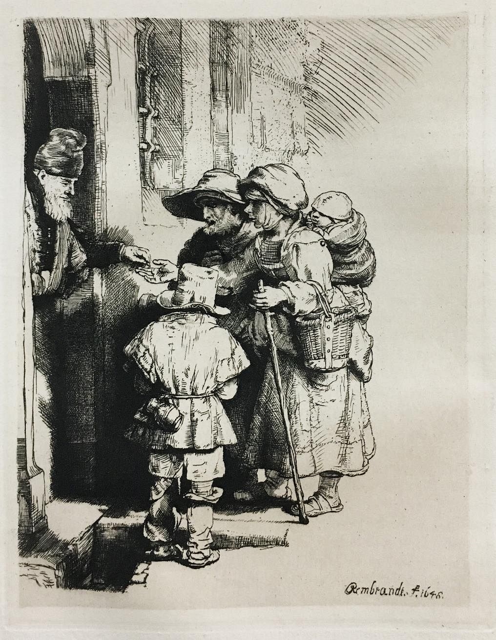Rembrandt van Rijn | Rembrandt van Rijn - Beggars Receiving Alms at the ...