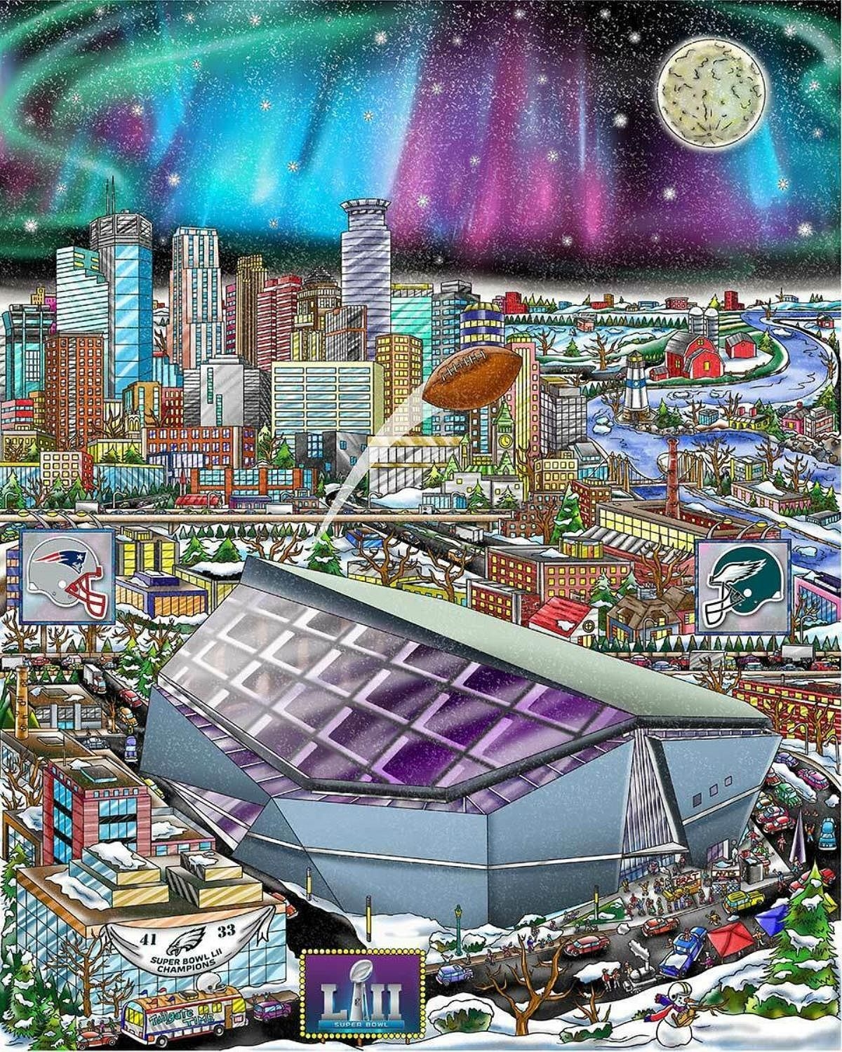 Charles Fazzino | Charles Fazzino - Super Bowl LII: Eagles vs Patriots ...