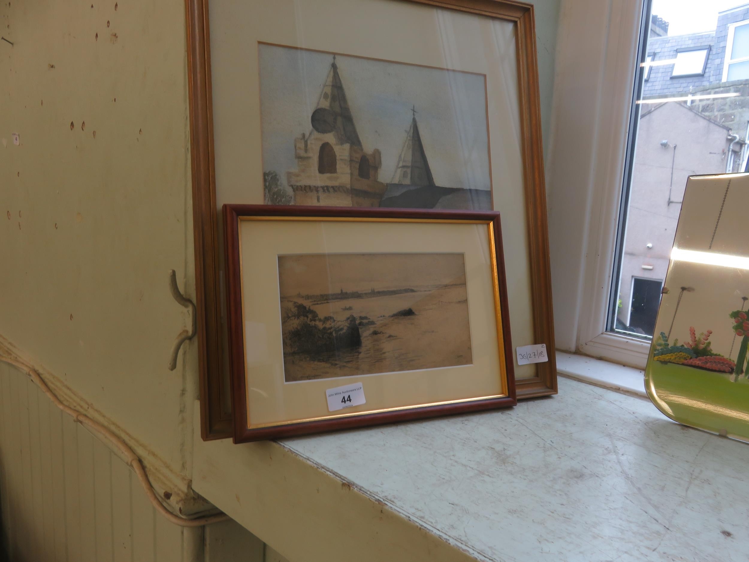 Ian Simpson | Ian Simpson Watercolour and An Etching of Buckie | MutualArt