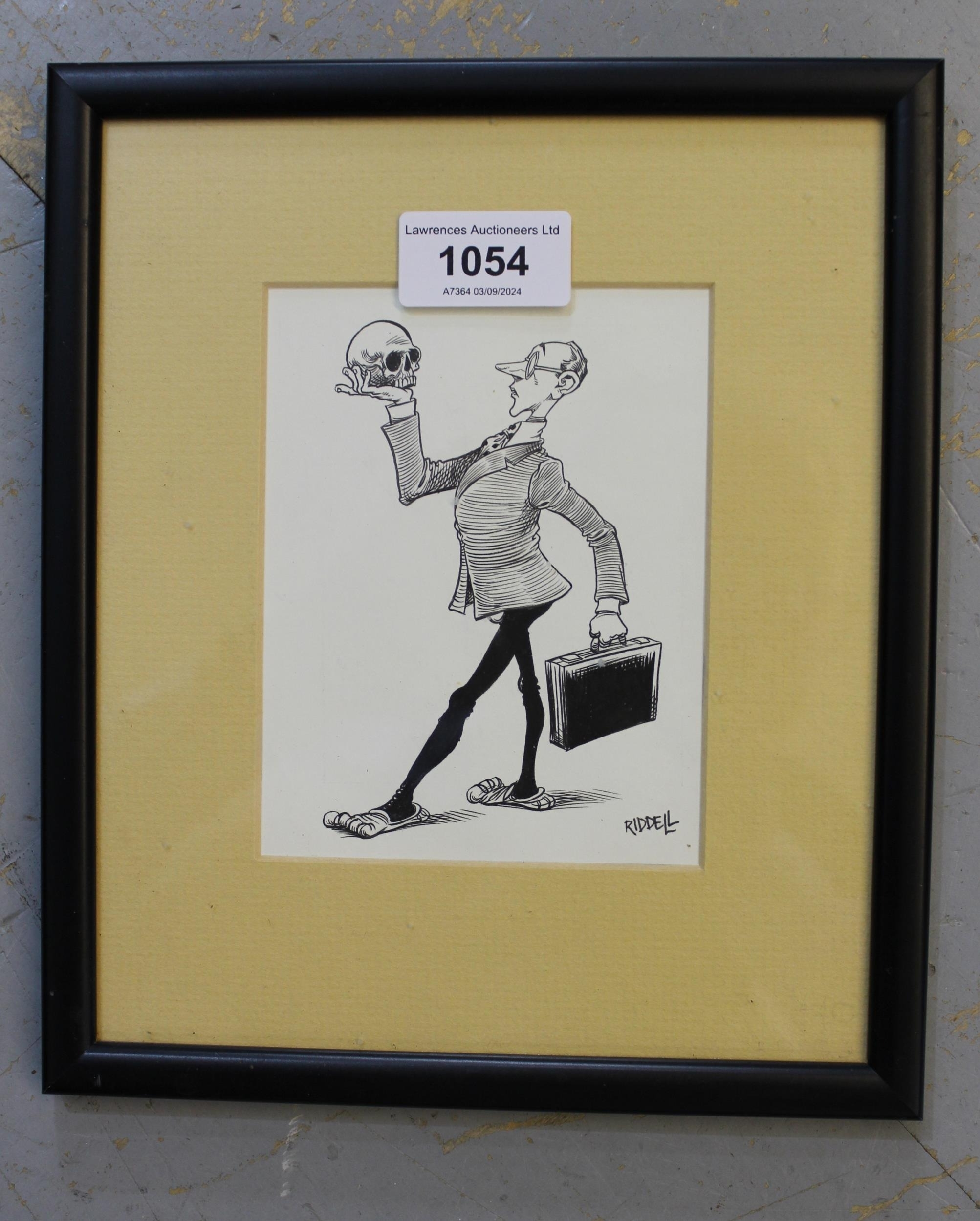 Chris Riddell | ink cartoon of a figure carrying a briefcase and ...