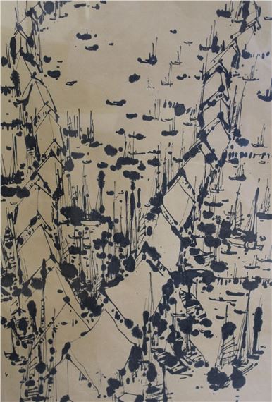 Tan Choon Ghee | boats in a harbour (1971) | MutualArt