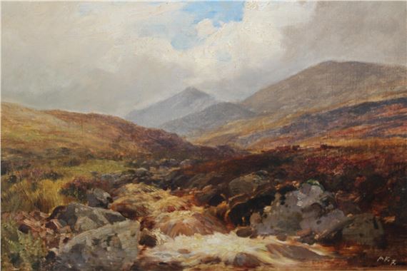 Alexander Fraser the younger | mountain stream with distant cattle ...