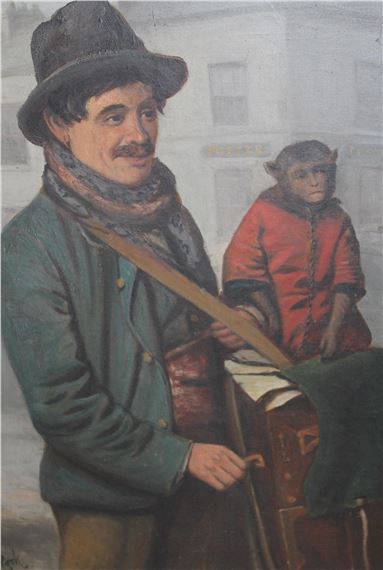 Charles Henry Cook | the organ grinder and his monkey | MutualArt