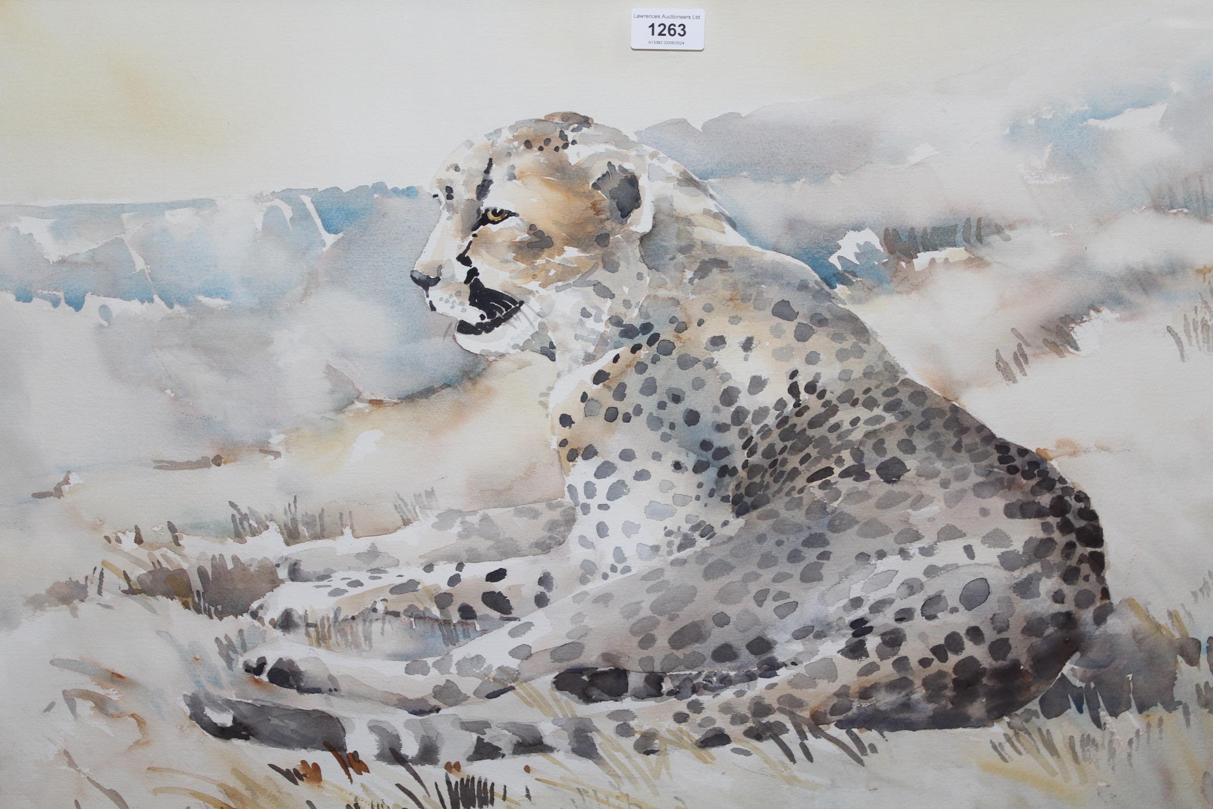 Barbara Siedle | Cheetah reclining in a landscape | MutualArt