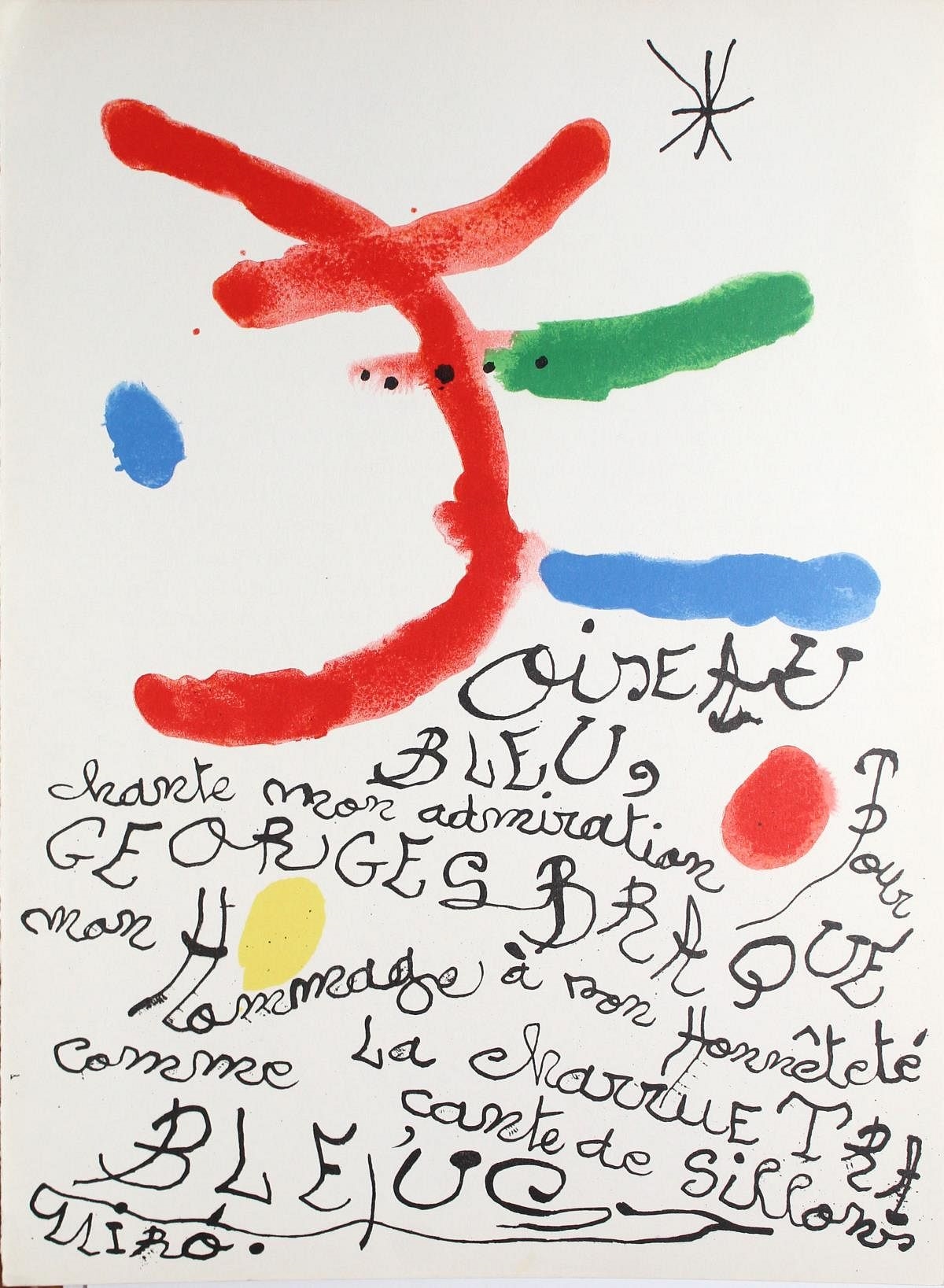 Joan Miró | Joan Miro - Hommage to Georges Braque (1964) | MutualArt
