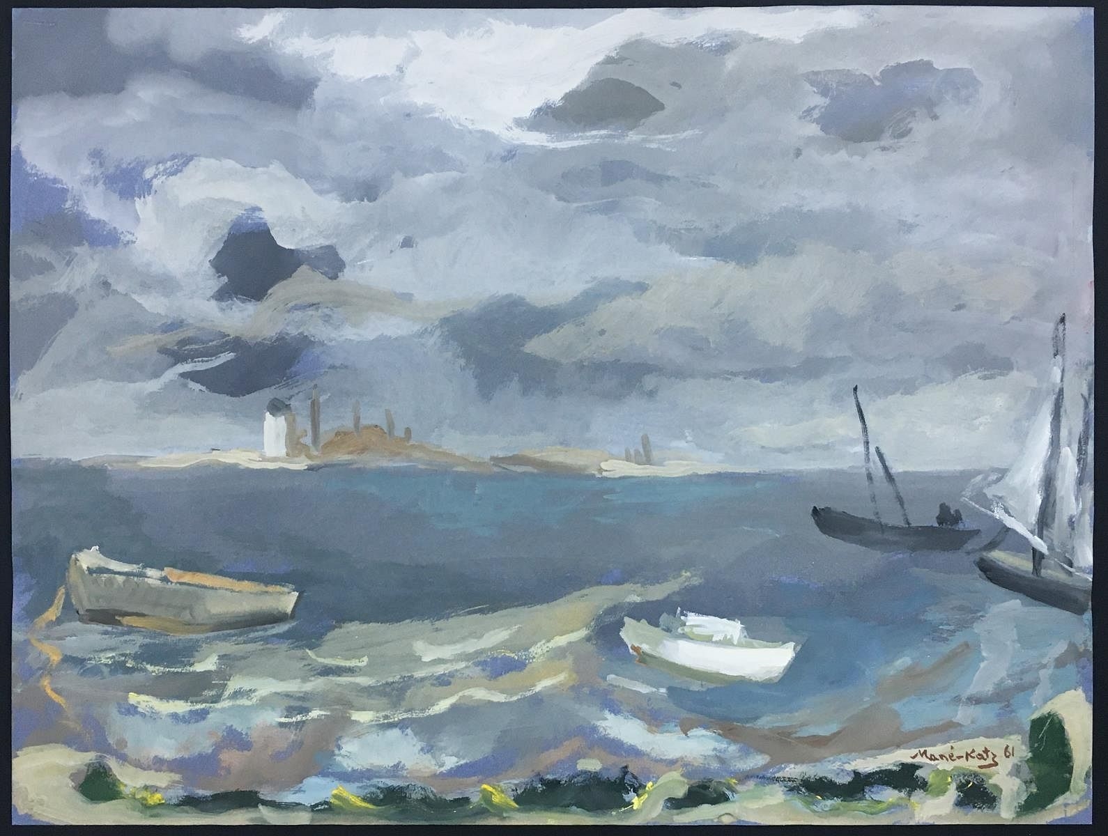 Emmanuel Mané-Katz | Emmanuel Mane-Katz - Harbor Scene (1961) | MutualArt