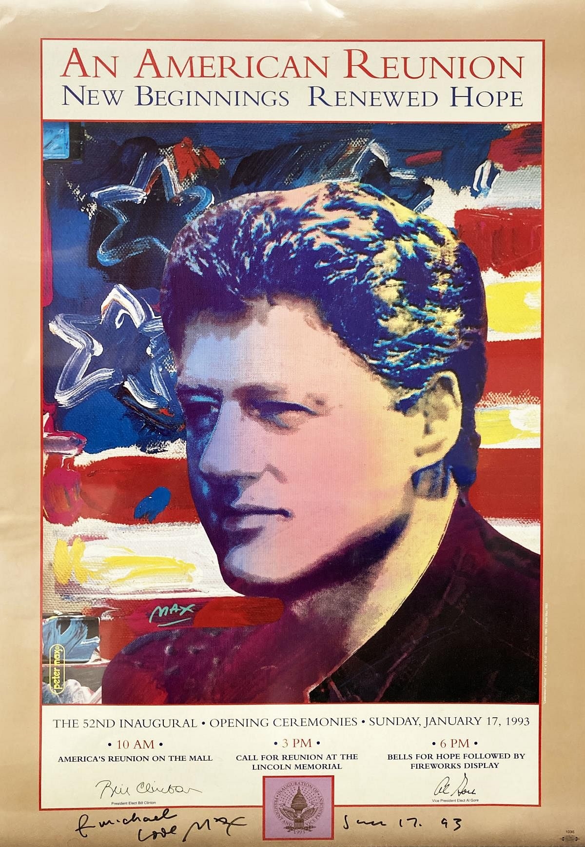 Peter Max | Peter Max - Bill Clinton Inagural Gala Poster (1993 ...