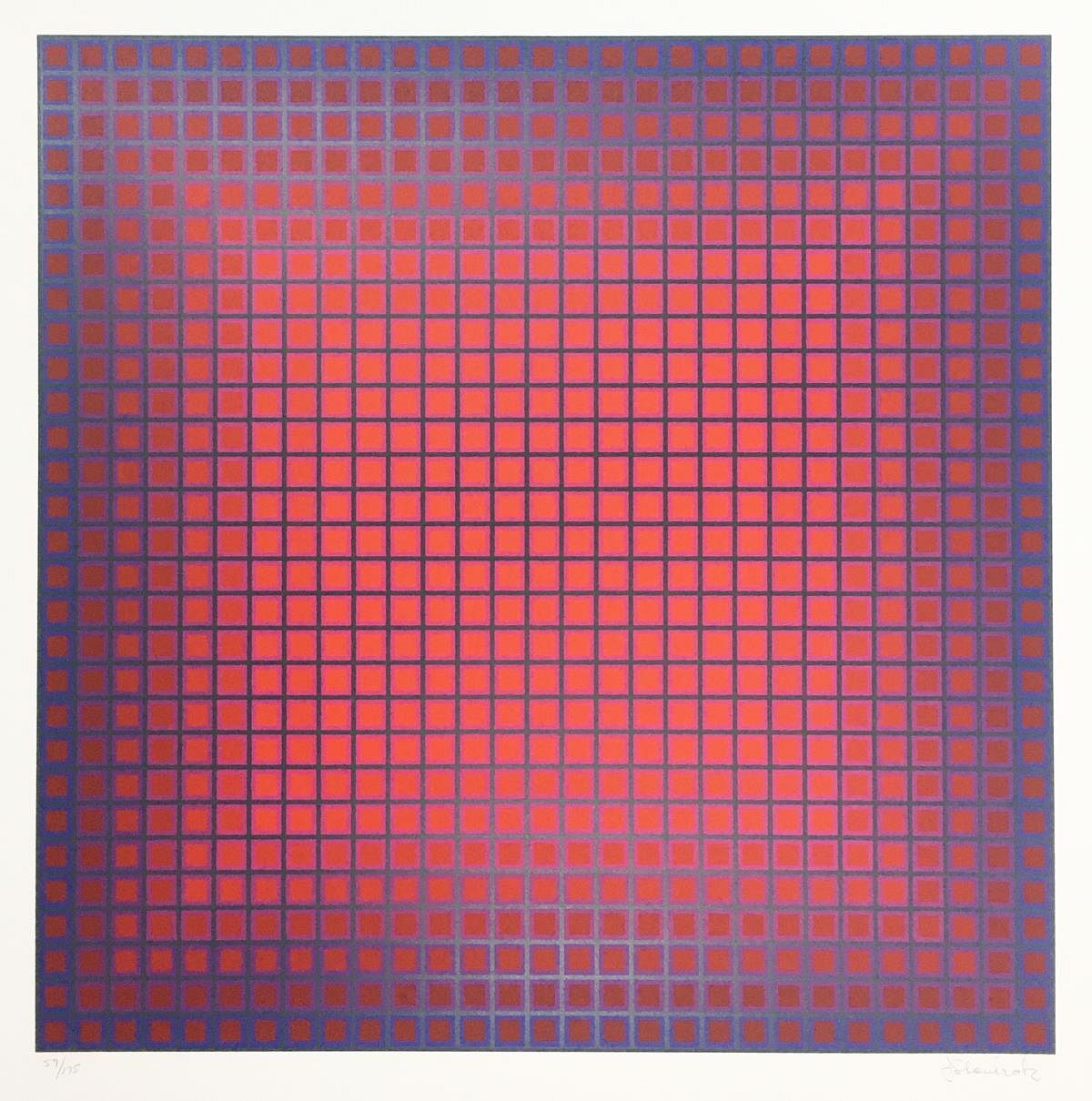 Julian Stanczak | Julian Stanczak - Compounded Red (1980) | MutualArt