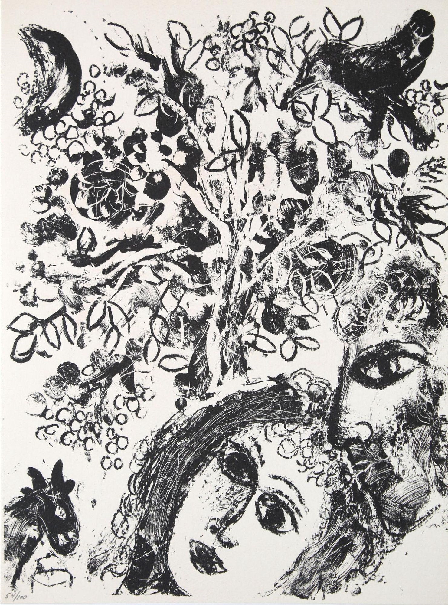Marc Chagall | Marc Chagall - Couple Beside Tree (1960) | MutualArt