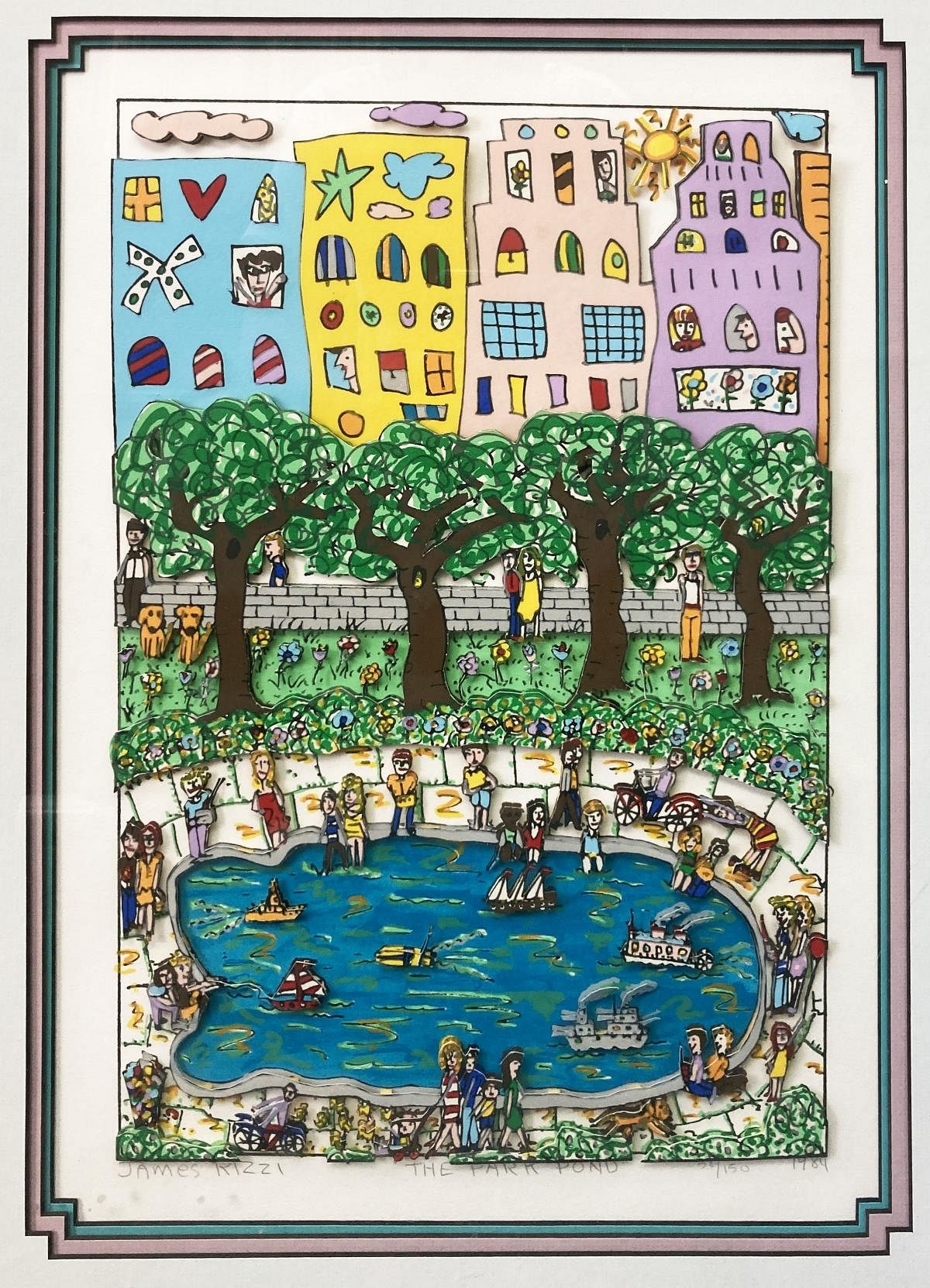 James Rizzi | James Rizzi - The Park Pond (1984) | MutualArt