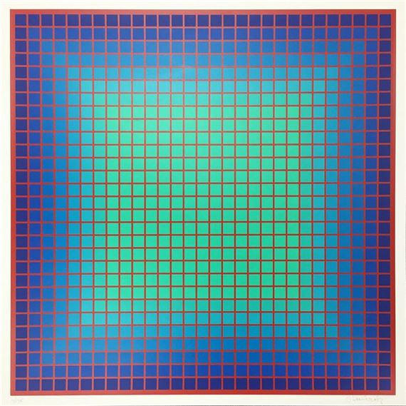 Julian Stanczak | Julian Stanczak - Conferring Blue (1978) | MutualArt